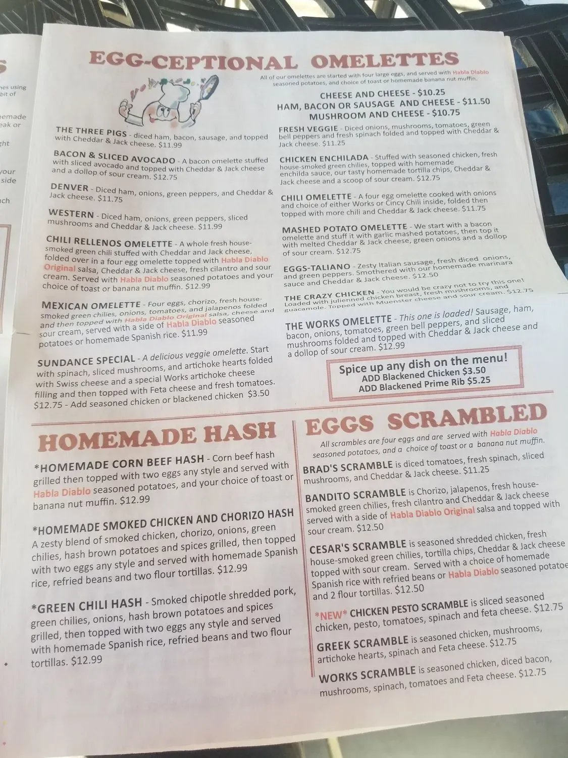Egg Works Menu - Updated November 2025