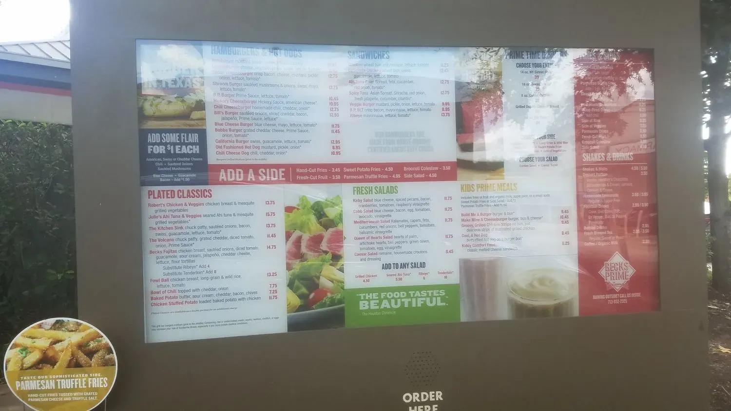 Becks Prime Menu - Updated November 2025