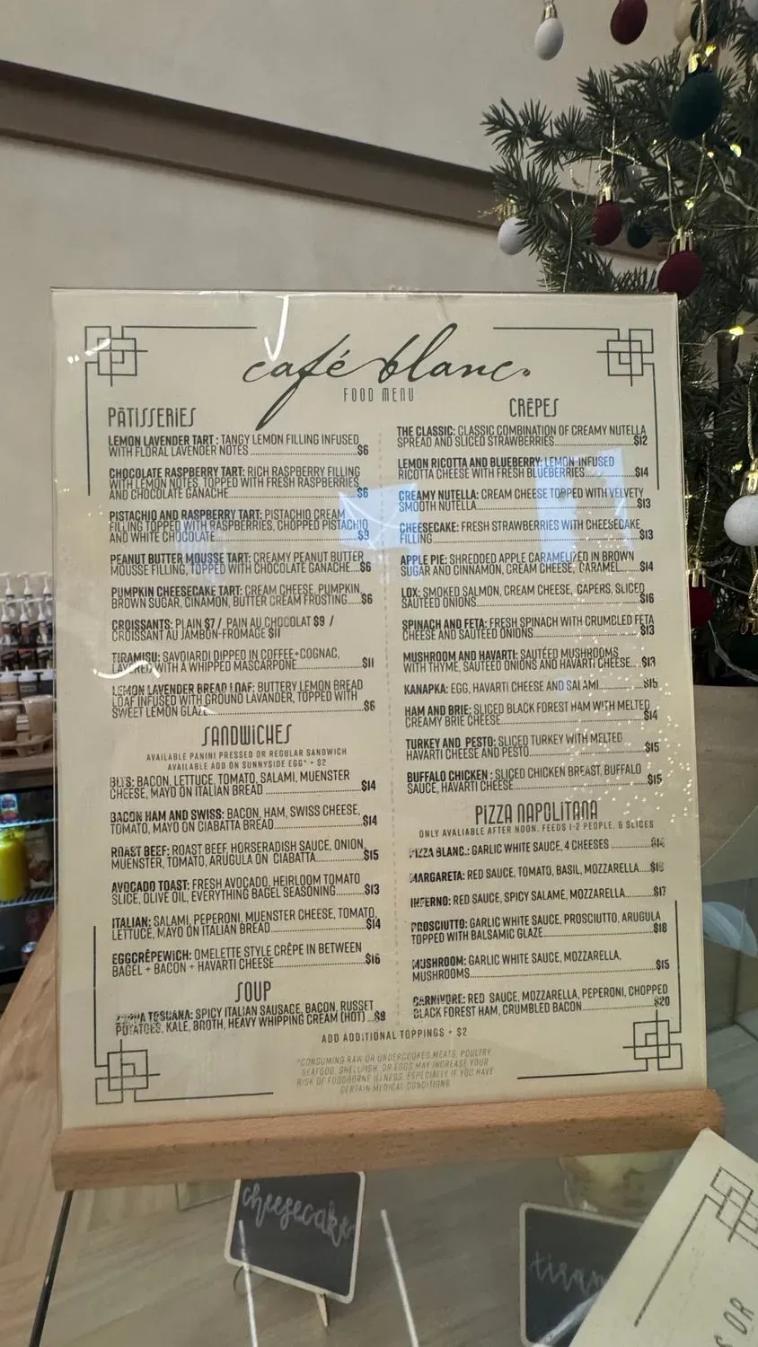 Cafe Blanc Menu - Updated November 2025