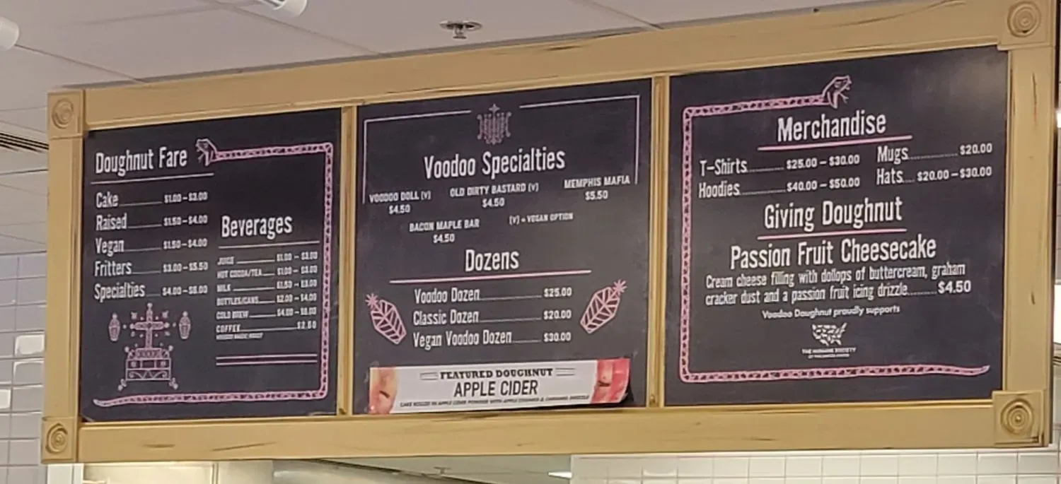 Voodoo Doughnut Menu - Updated November 2025
