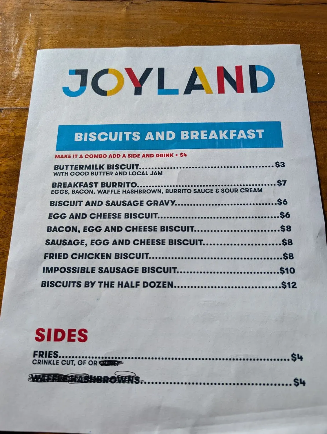 Joyland Restaurant Menu - Updated November 2025