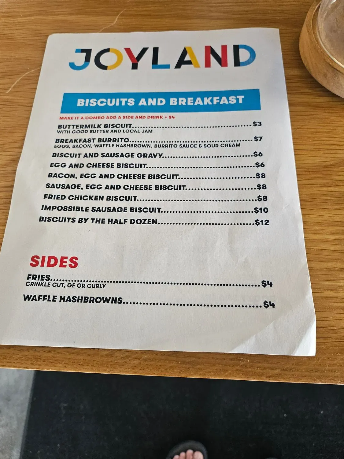 Joyland Restaurant Menu - Updated November 2025