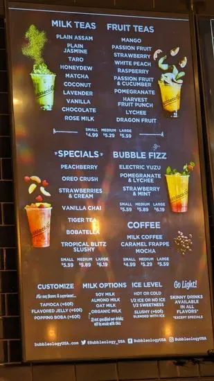 Bubbleology Menu | Leesburg, VA | Checkle