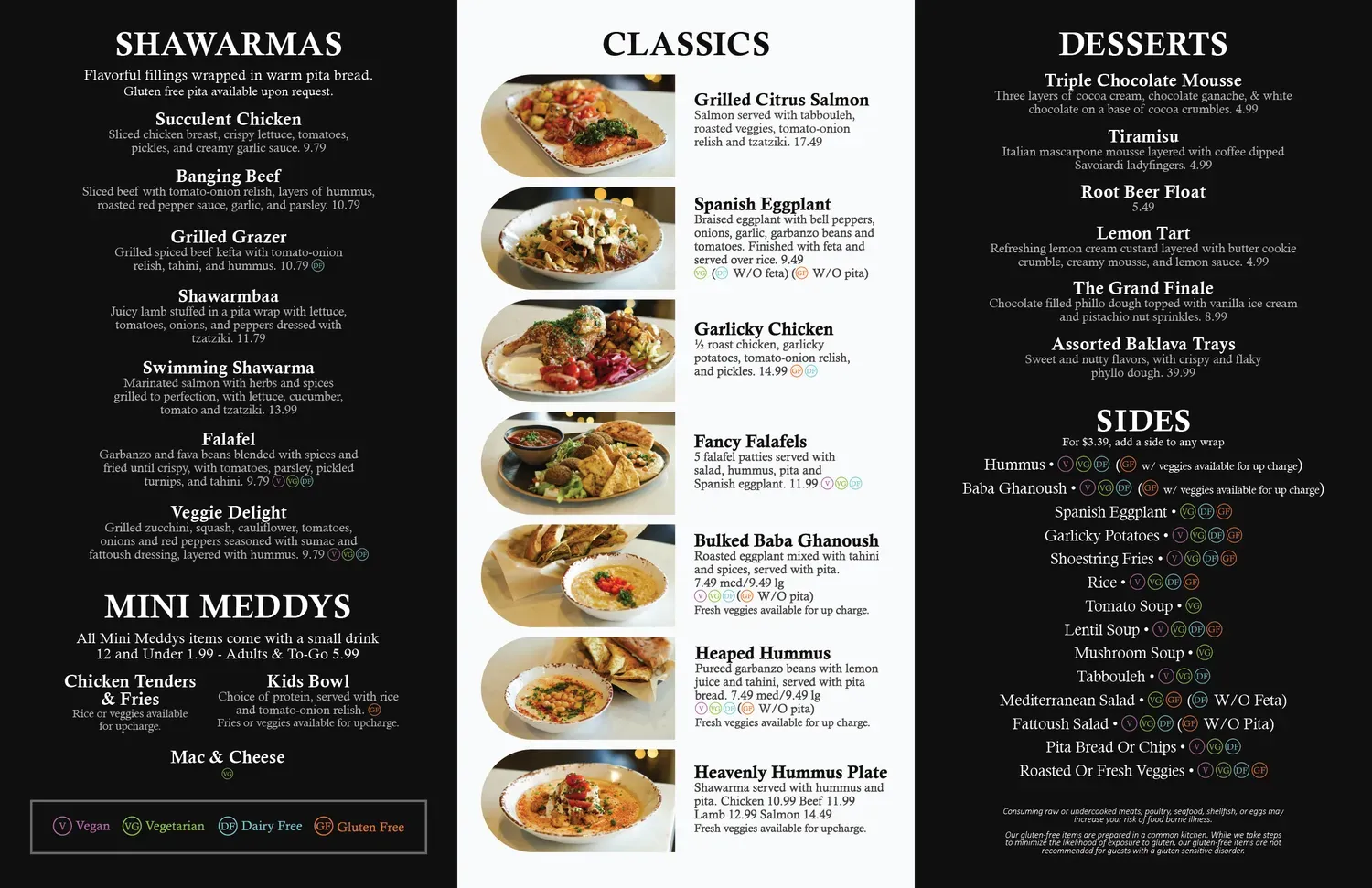 Meddys Menu - Updated October 2025
