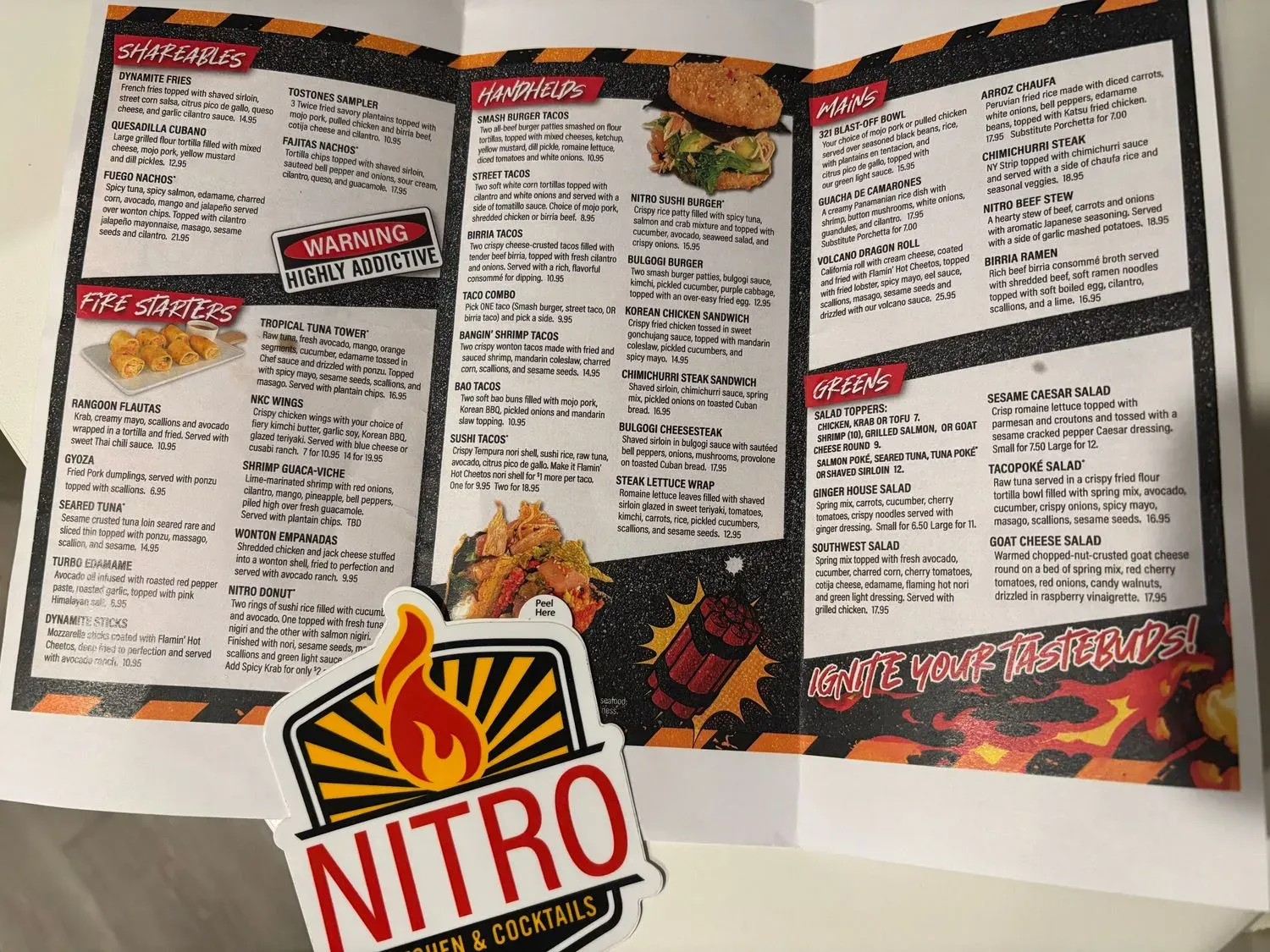 Nitro Kitchen & Cocktails Menu - Updated November 2025