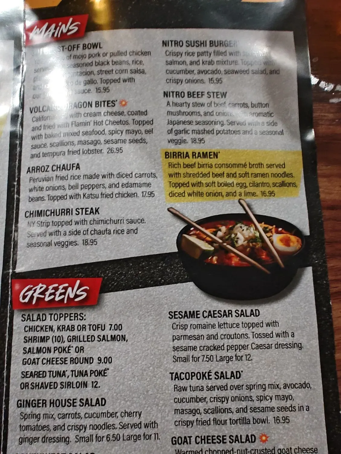 Nitro Kitchen & Cocktails Menu - Updated November 2025