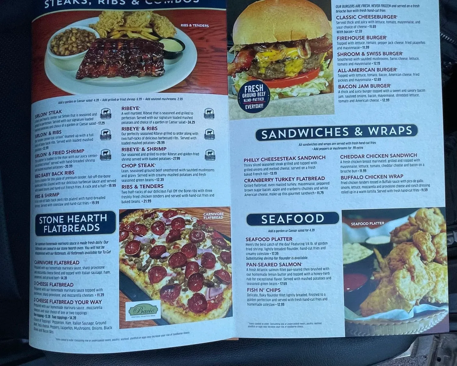 Kickback Jacks Menu - Updated November 2025