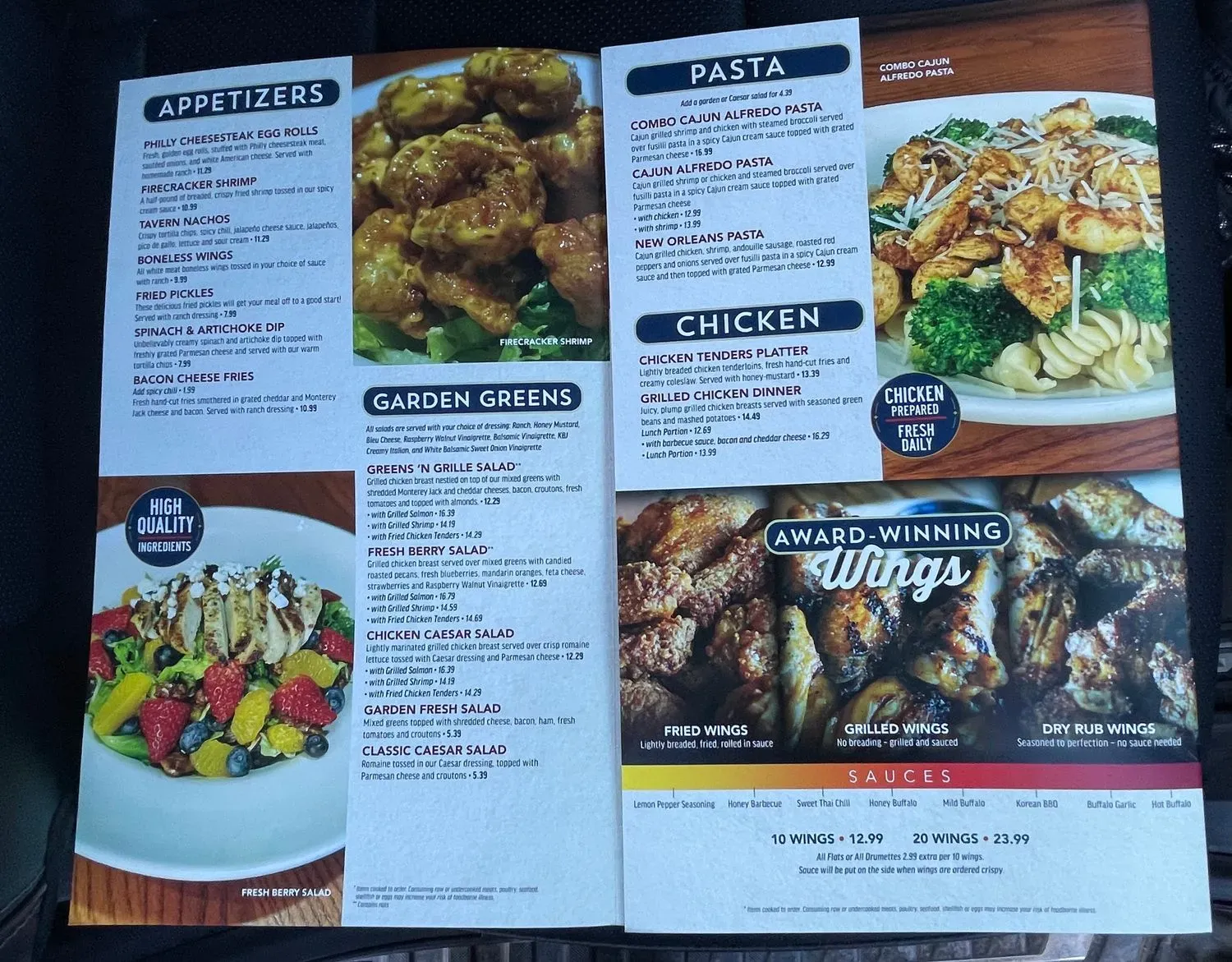 Kickback Jacks Menu - Updated November 2025