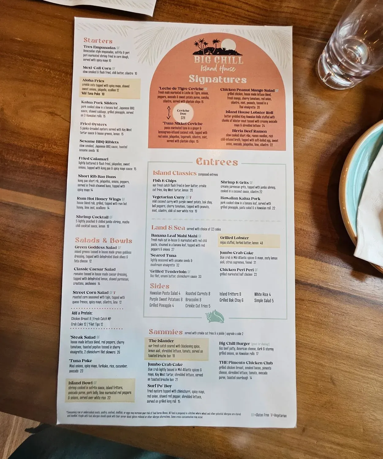 Big Chill Island House Menu - Updated November 2025