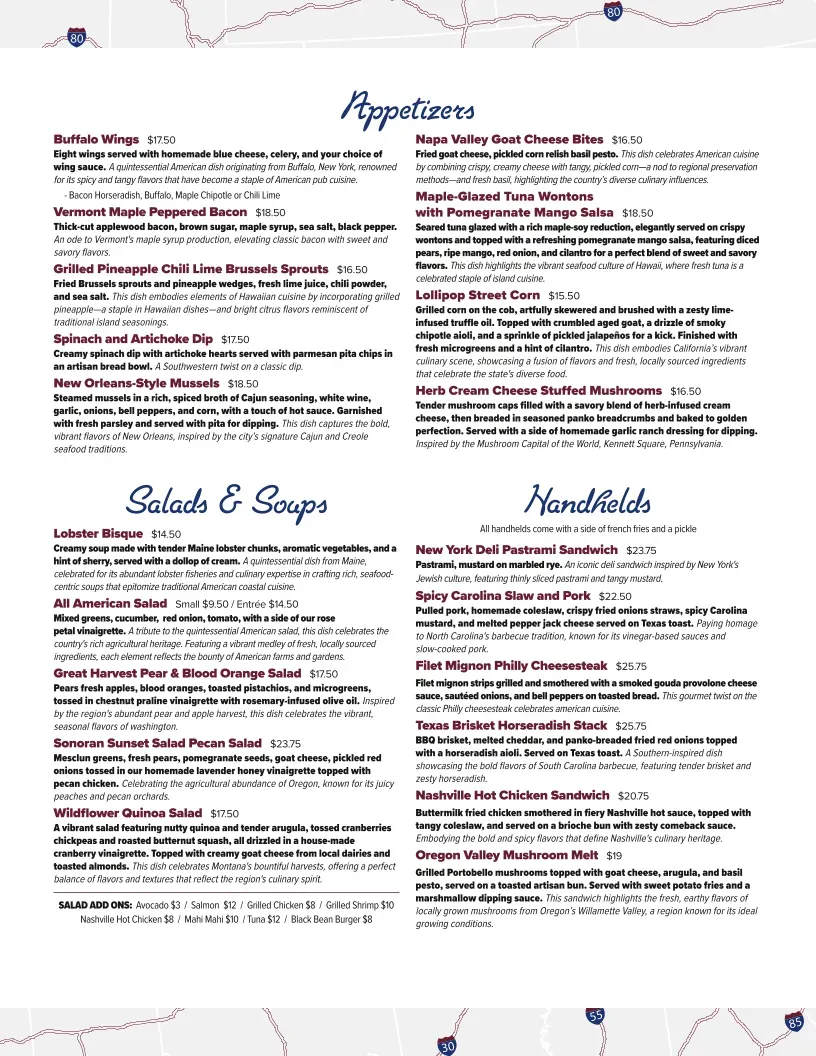 Roadtrip Menu - Updated November 2025