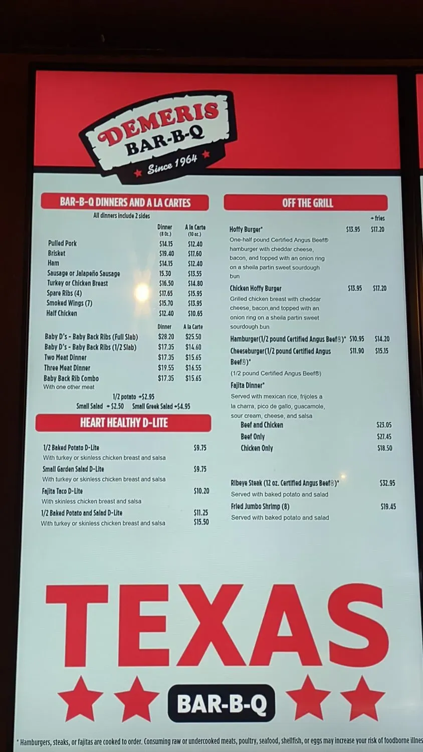 Demeris Bar-B-Q Menu - Updated September 2025