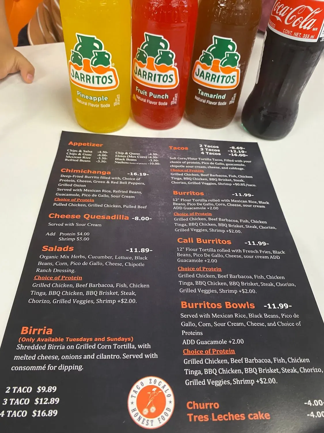 Taco Zocalo Menu - Updated October 2025