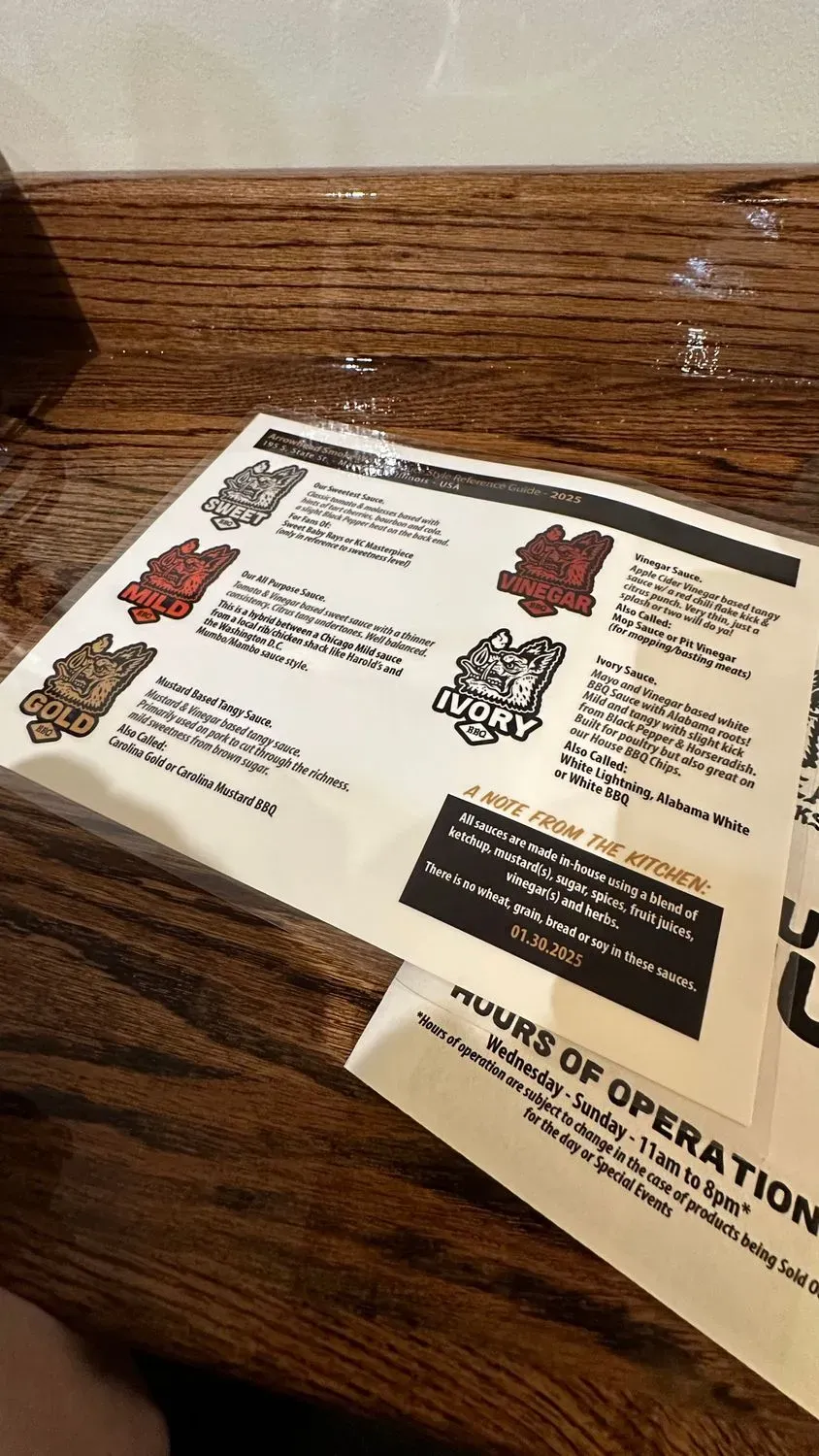 Arrowhead Smoke Works Menu - Updated November 2025