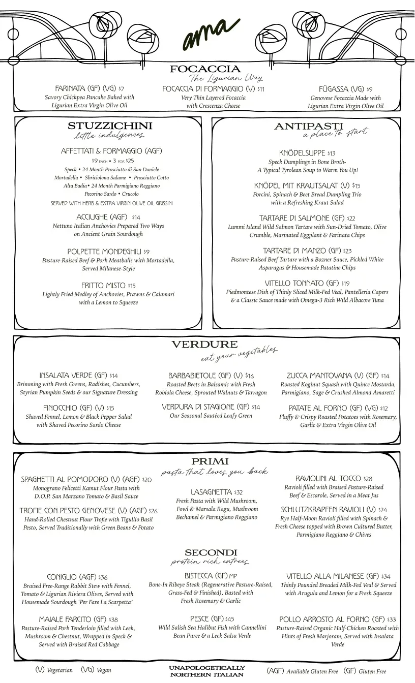 Ama Menu - Updated October 2025