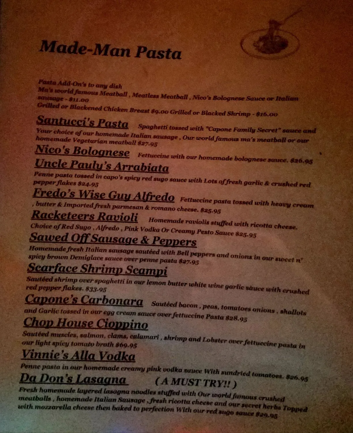 Capo's Restaurant and Speakeasy Menu | Las Vegas, NV | Checkle