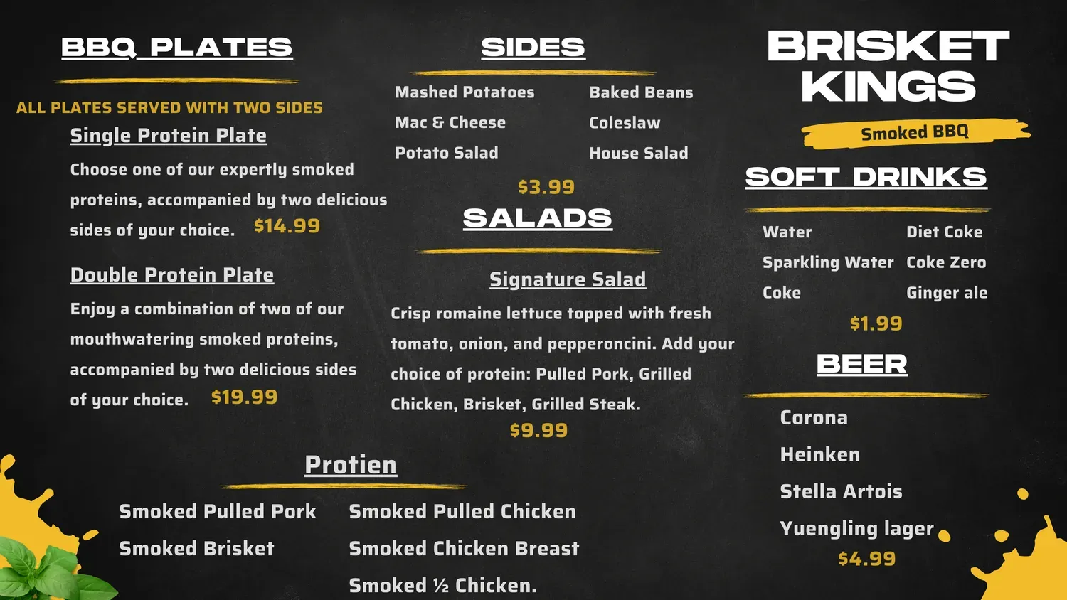 Smoke & Fire BBQ Menu - Updated November 2025