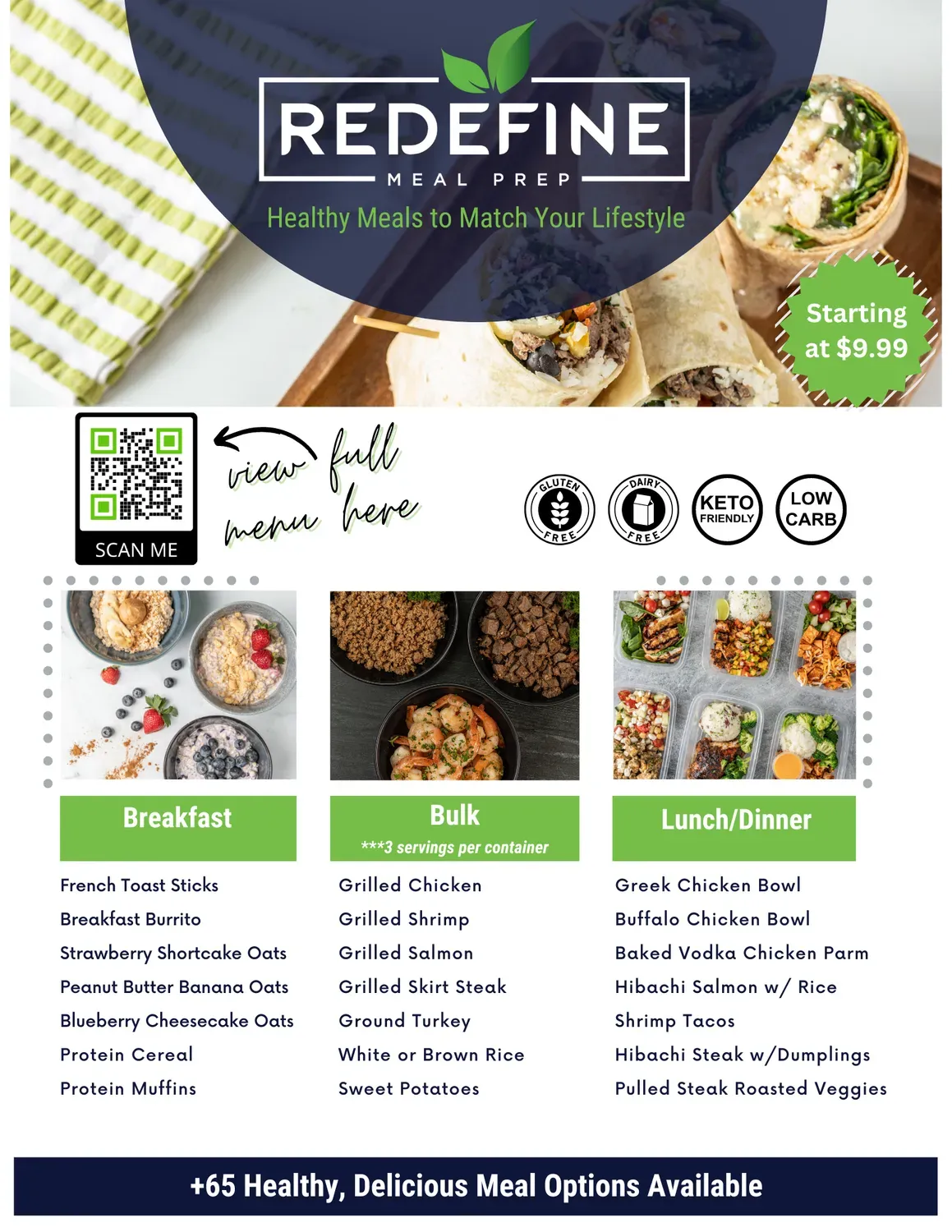 Redefine Meals Menu - Updated November 2025