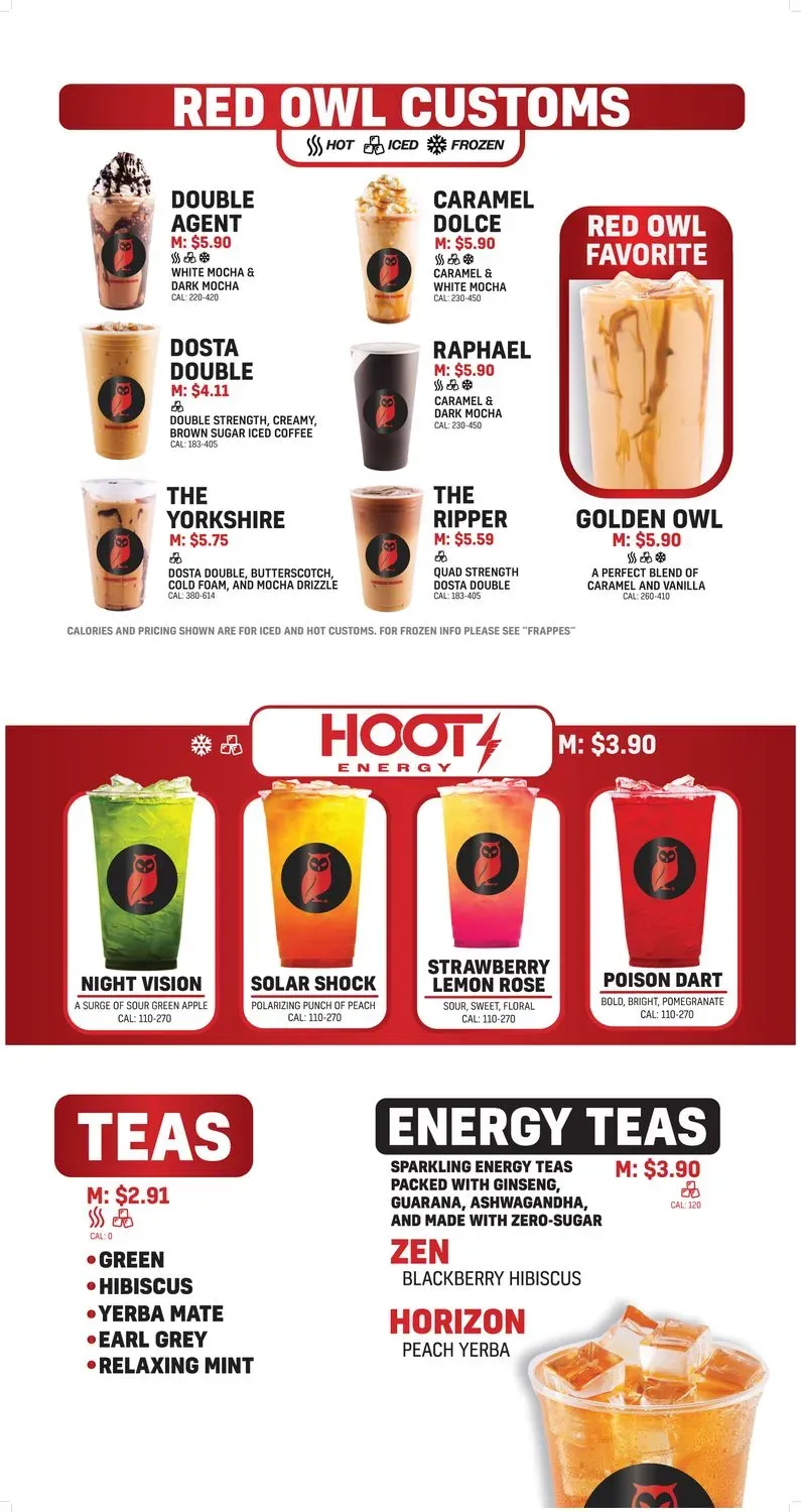 Red Owl Coffee Company Menu - Updated October 2025