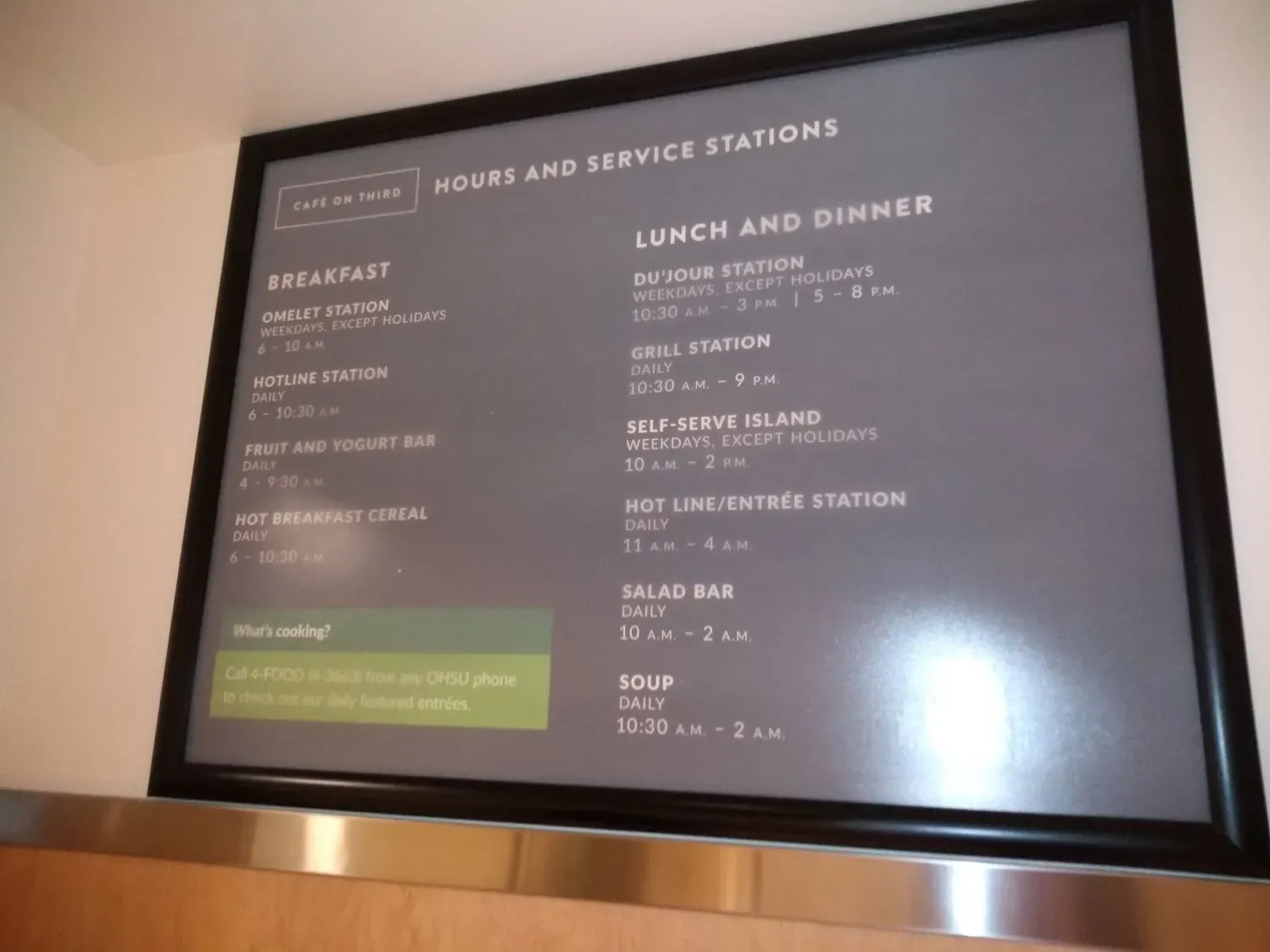 Summit Cafe at OHSU Menu - Updated September 2025