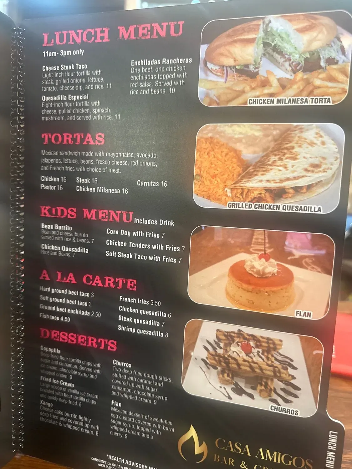 Casa Amigos Bar and Grill Menu - Updated October 2025