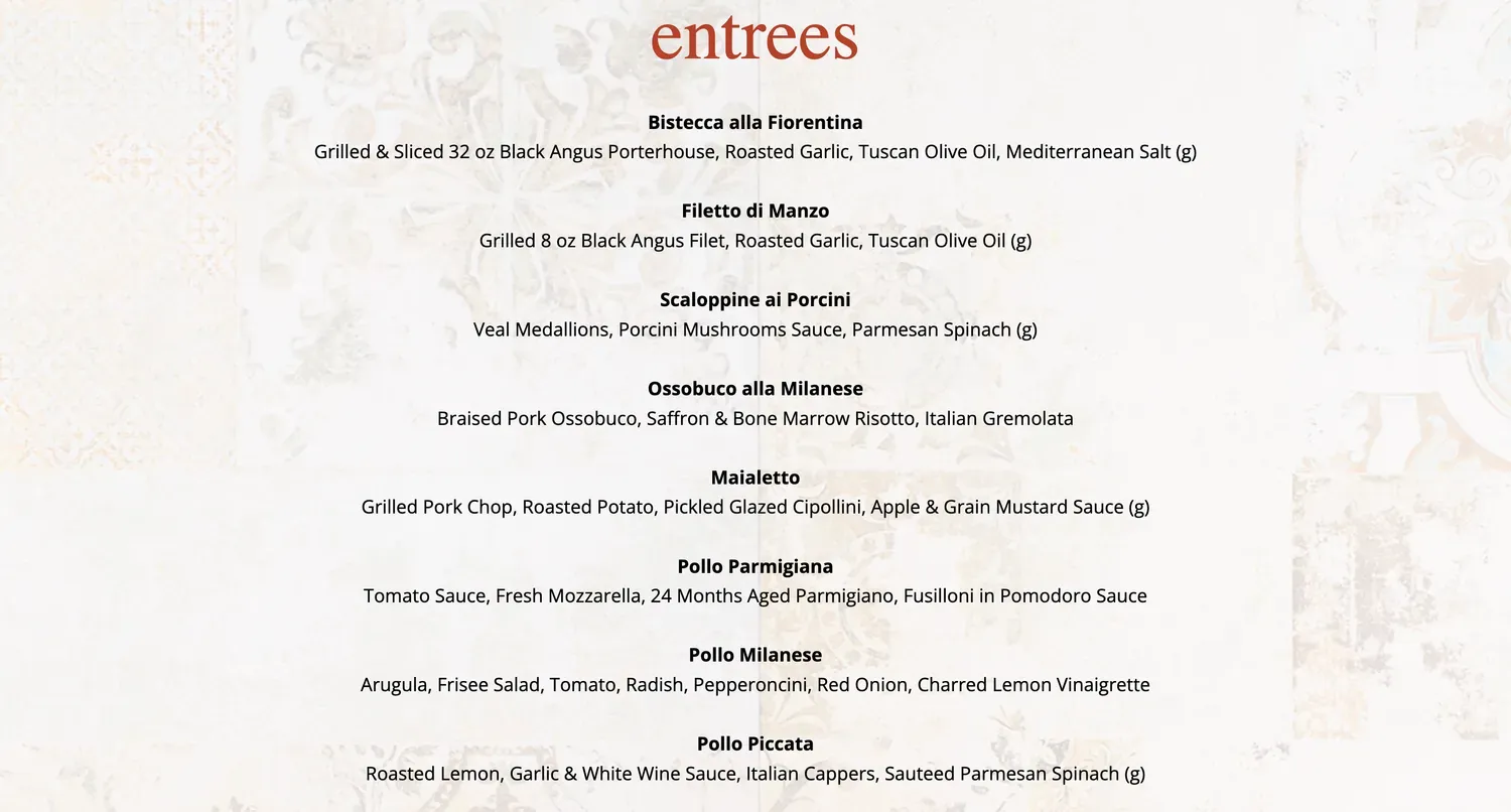 Giostra Menu - Updated October 2025