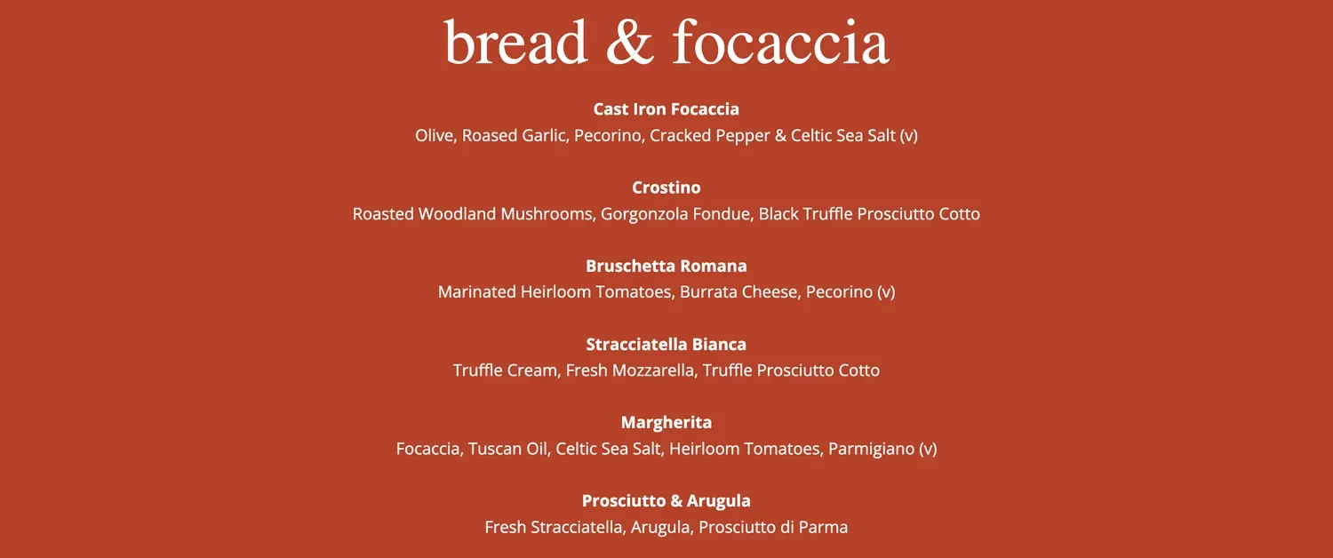Giostra Menu - Updated October 2025