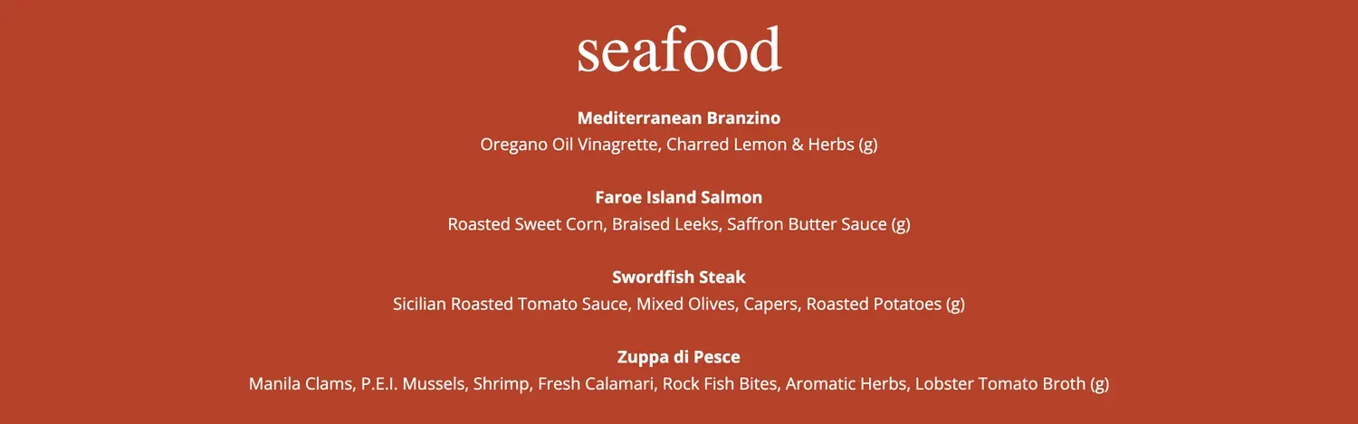 Giostra Menu - Updated October 2025