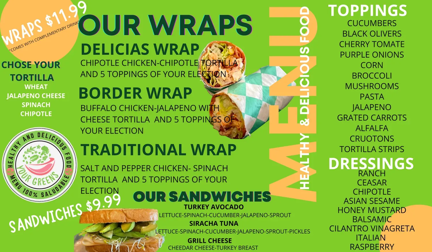 Your Greens Salads Yuma Menu - Updated October 2025