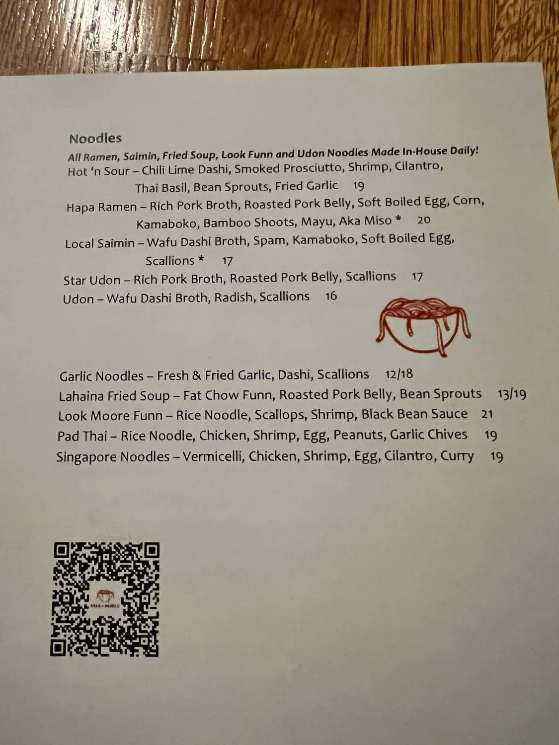 Star Noodle Menu - Updated November 2025