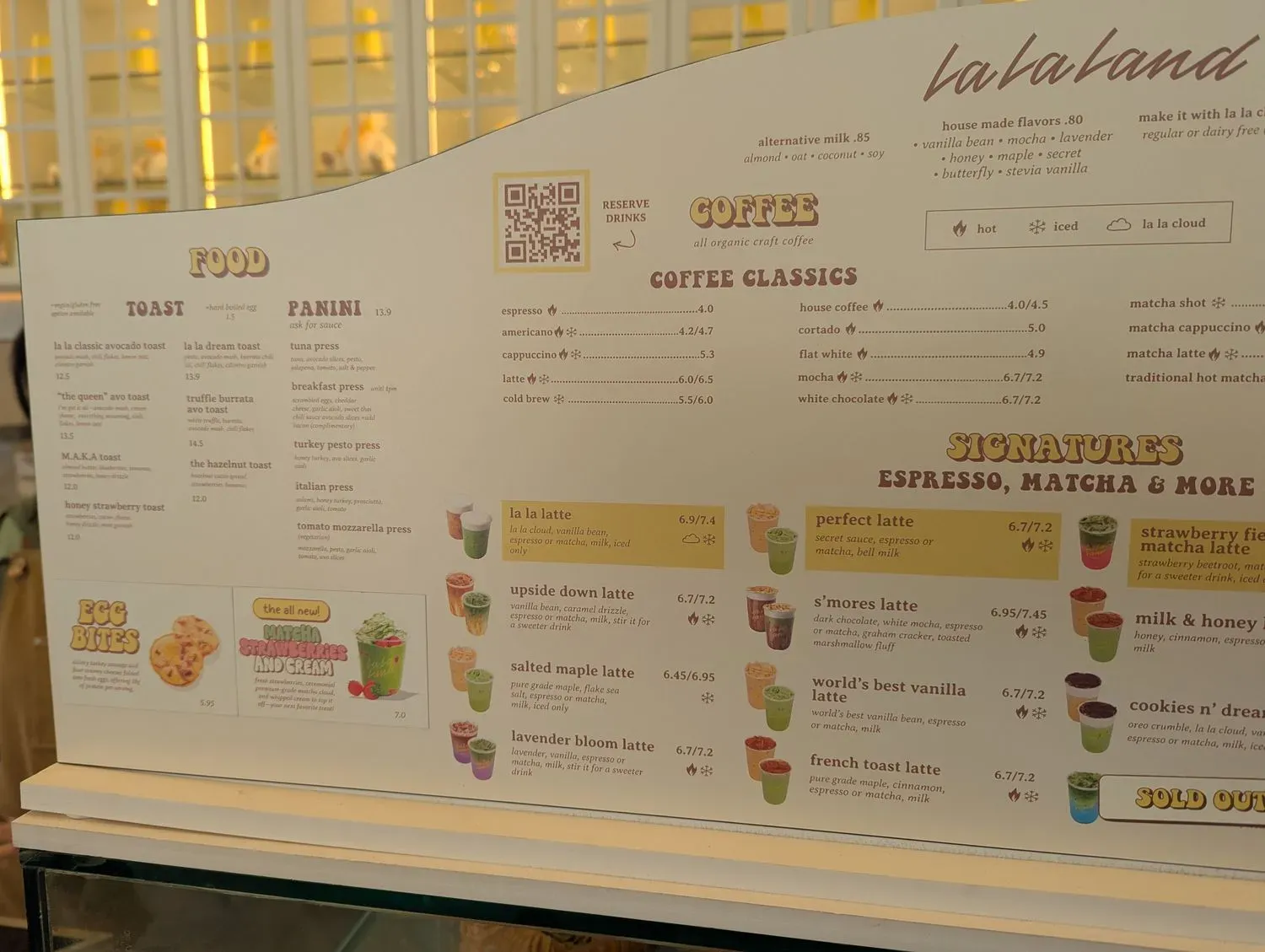 La La Land Menu - Updated October 2025