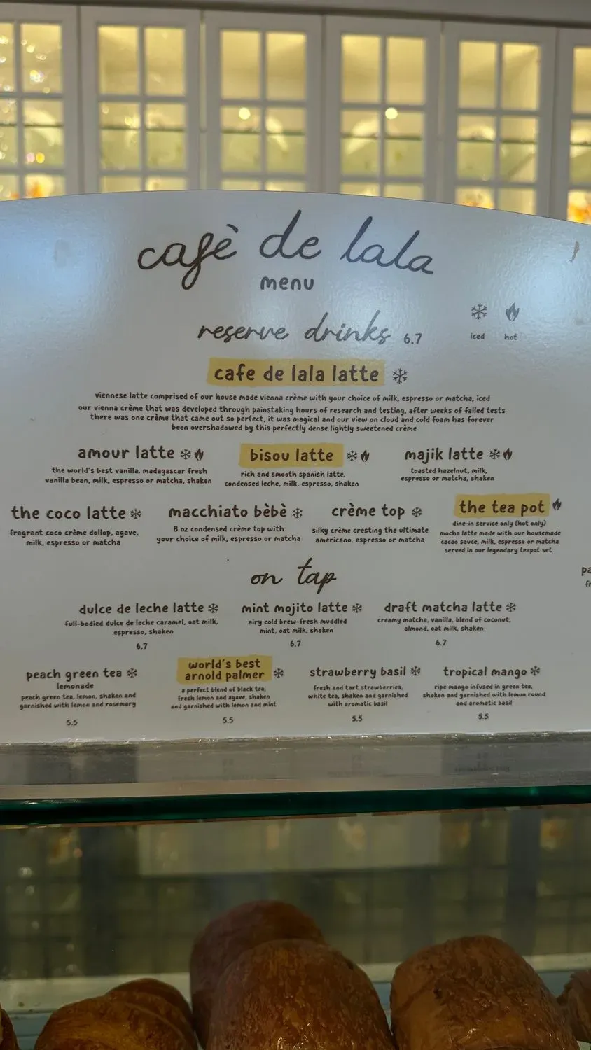 La La Land Menu - Updated October 2025