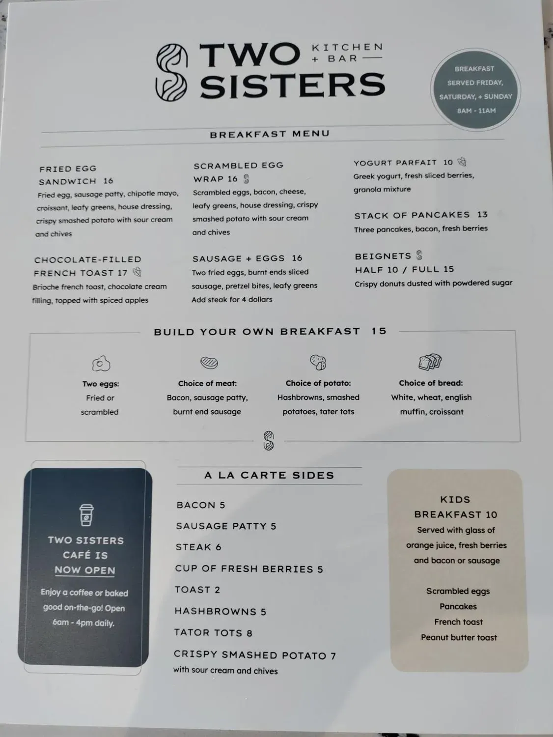 Two Sister's Kitchen Menu | Oronoco, MN | Checkle