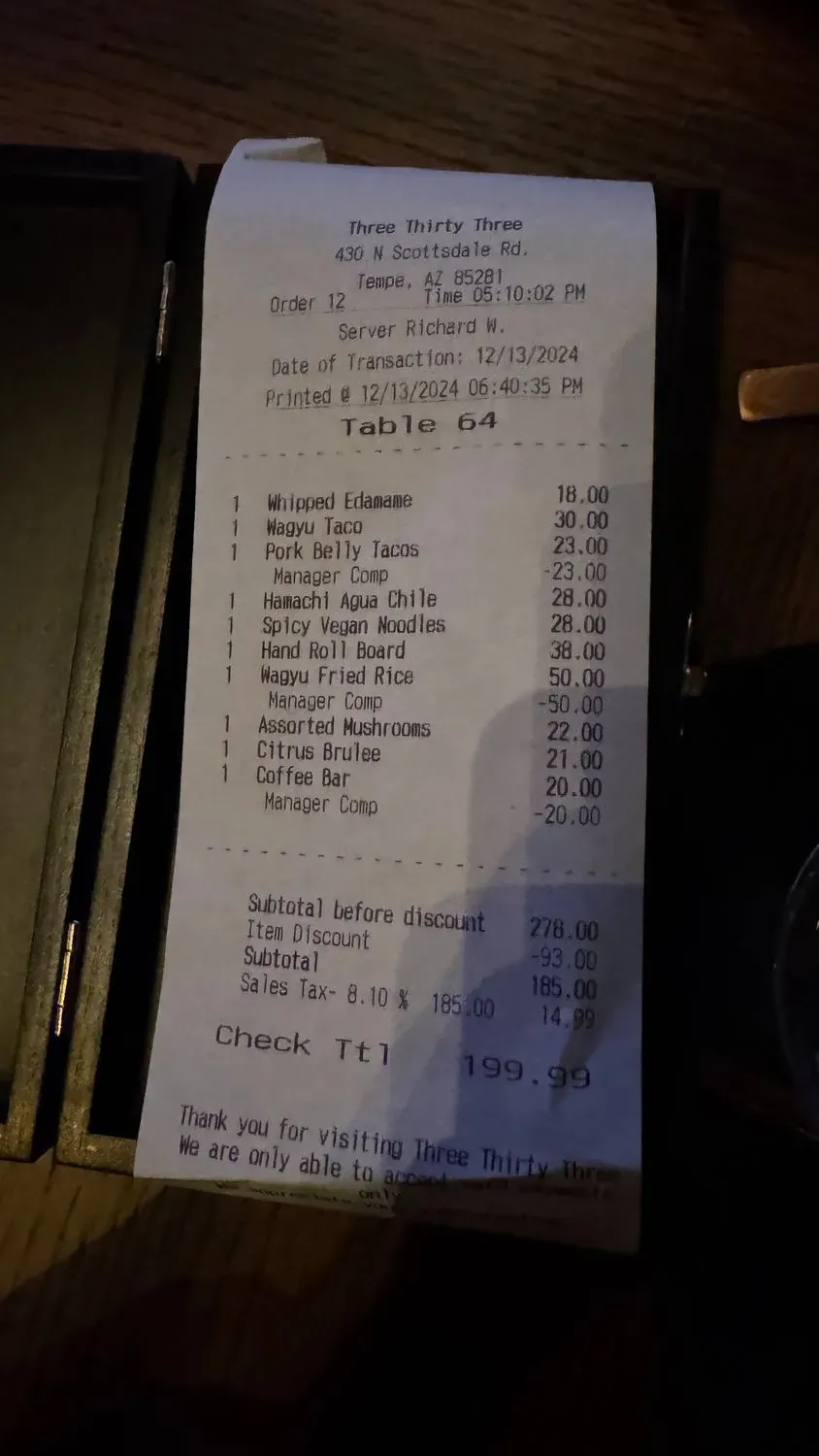 Three Thirty Three Restaurant Menu - Updated November 2025