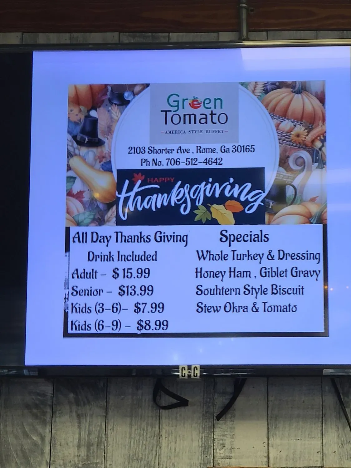 Green Tomato Buffet of Rome Menu - Updated November 2025