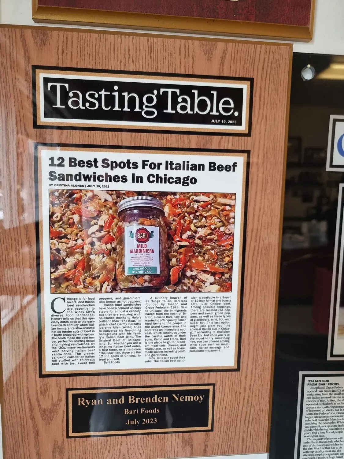 Bari Foods Menu | Chicago, IL | Checkle