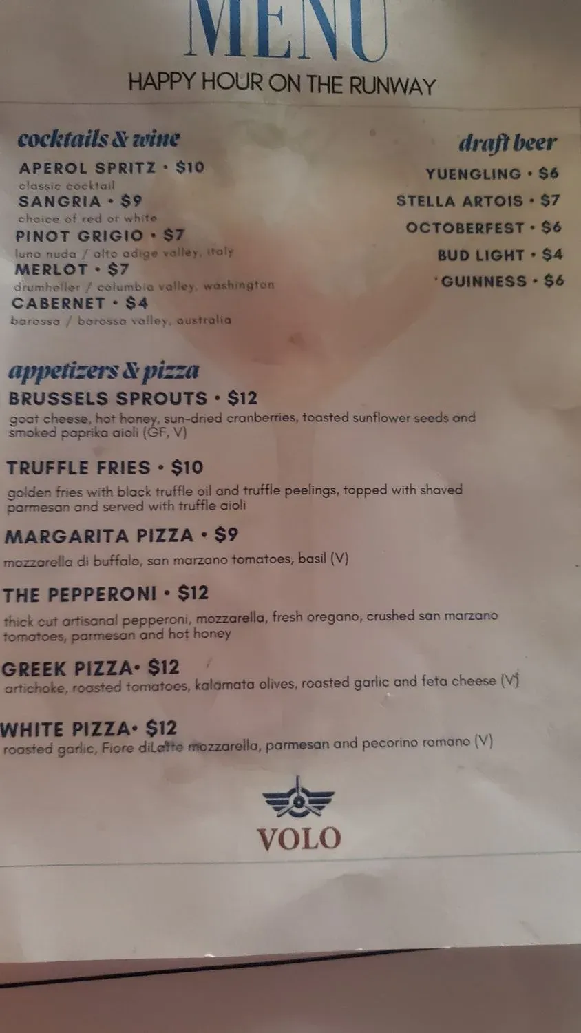Volo Restaurant Menu - Updated November 2025
