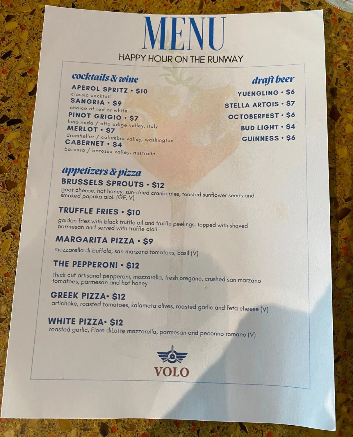 Volo Restaurant Menu - Updated October 2025