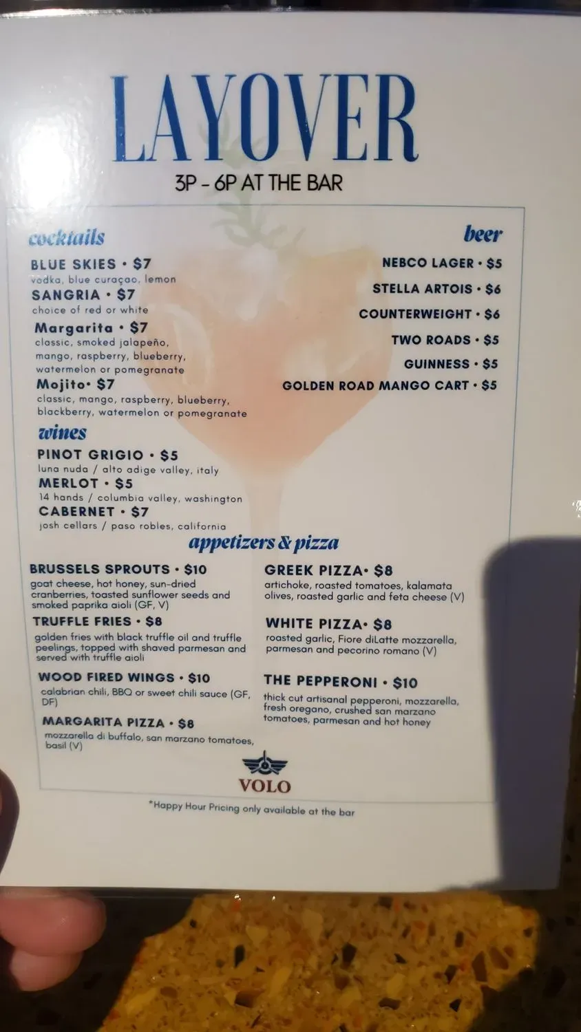 Volo Restaurant Menu - Updated November 2025
