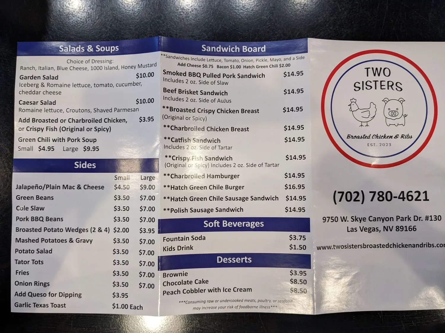 Two Sisters Broasted Chicken and Ribs Menu - Updated November 2025