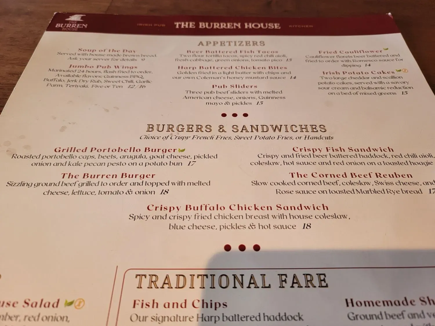 The Burren House Irish Pub & Kitchen Menu - Updated November 2025