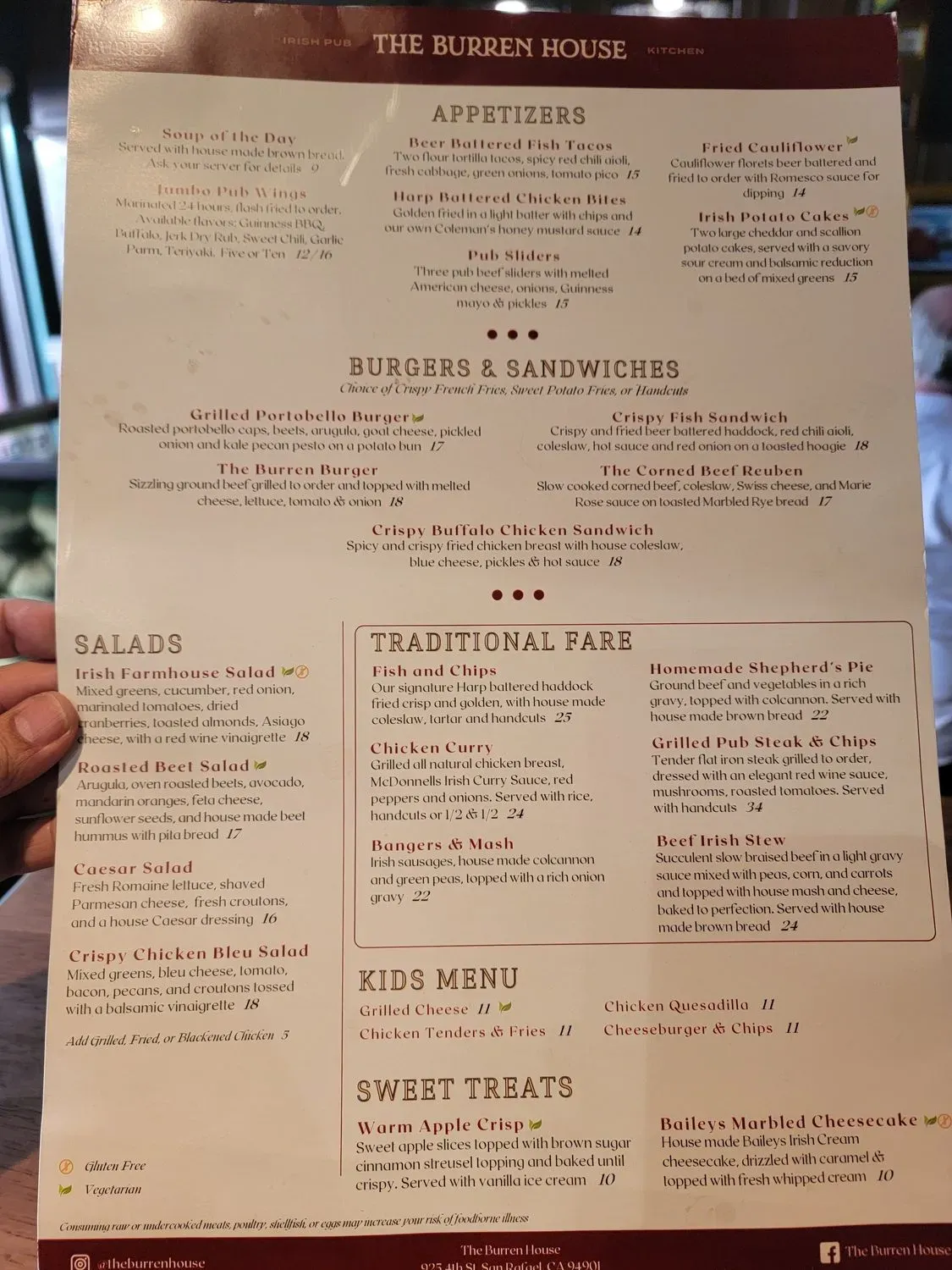The Burren House Irish Pub & Kitchen Menu - Updated November 2025