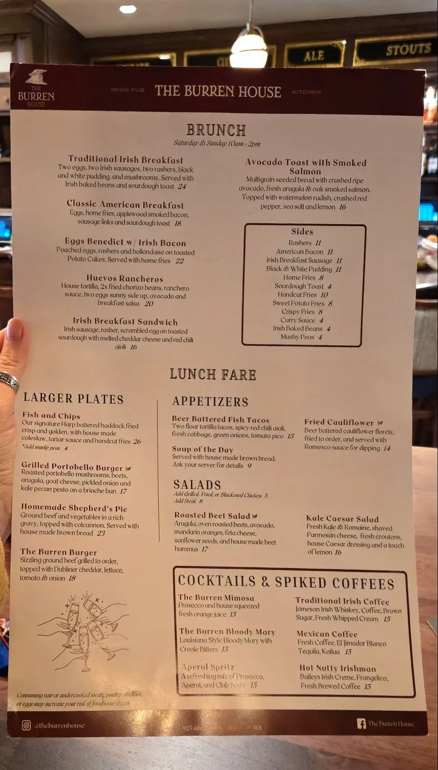 The Burren House Irish Pub & Kitchen Menu - Updated November 2025
