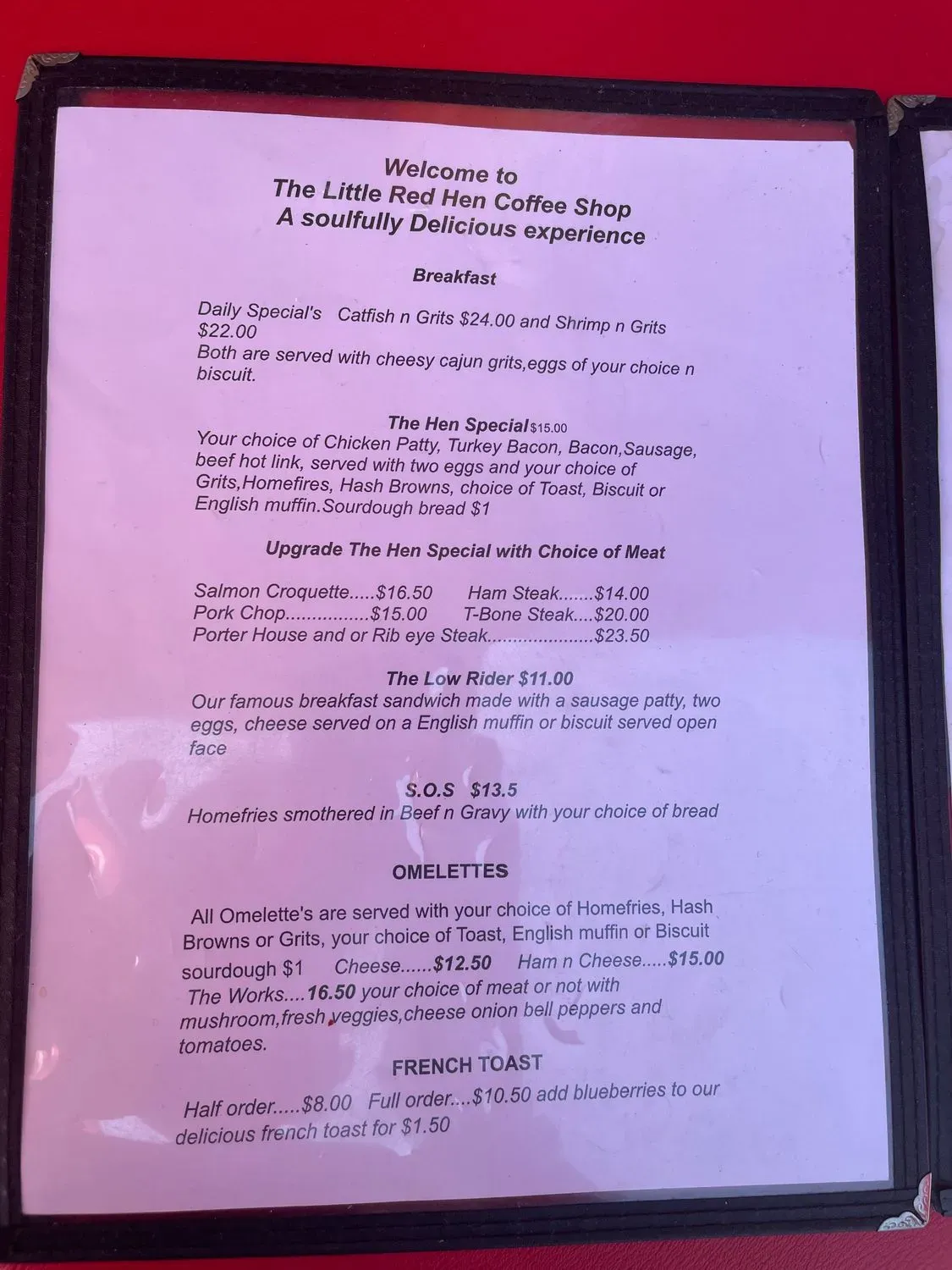 The Little Red Hen Coffee Shop Menu | Altadena, CA | Checkle