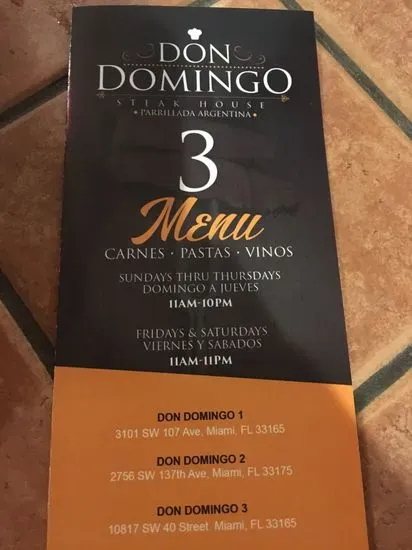 Don Domingo Steakhouse - Bird Road Restaurant Menu | Miami, FL | Checkle