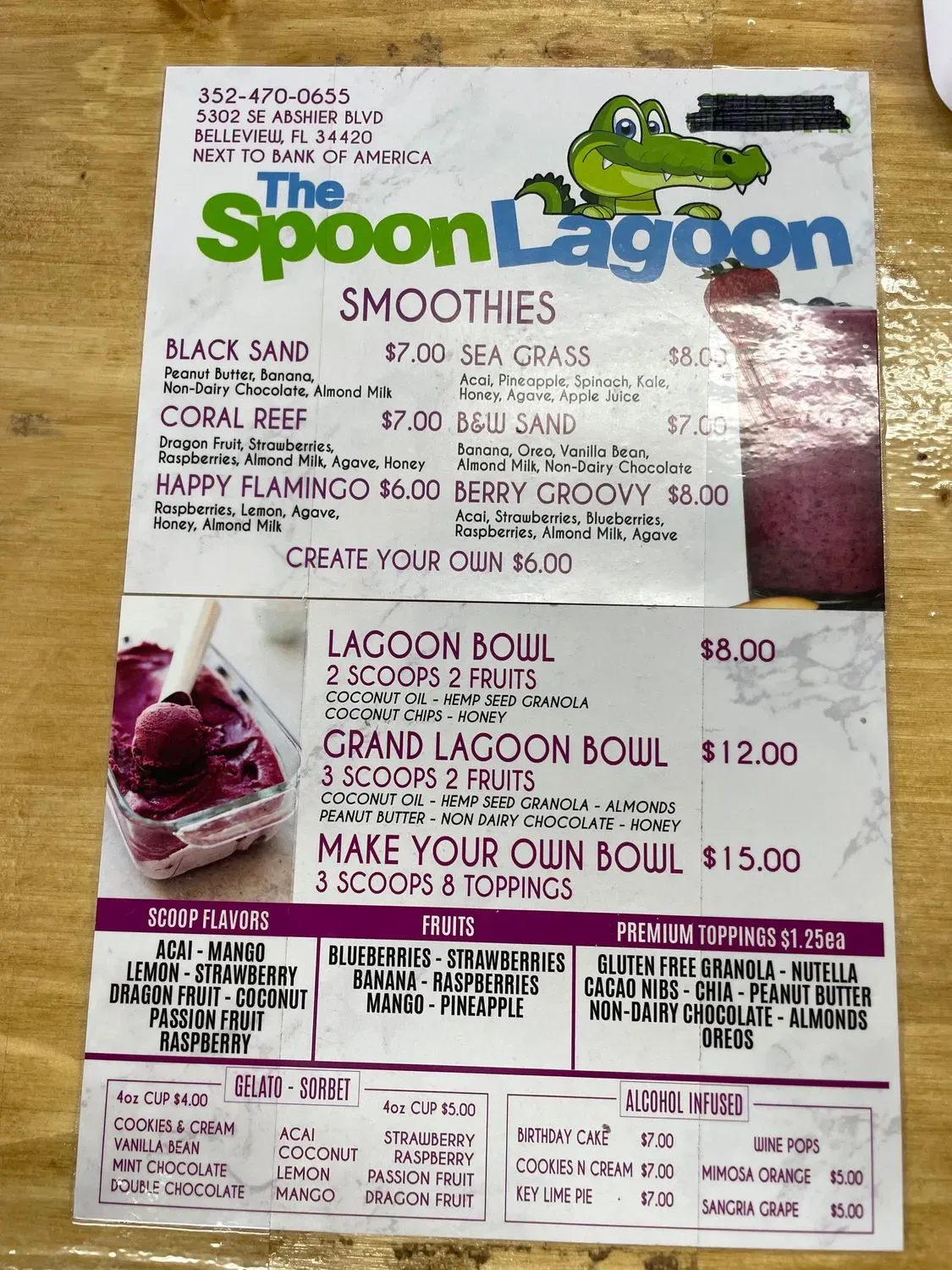 The Spoon Lagoon Menu - Updated September 2025