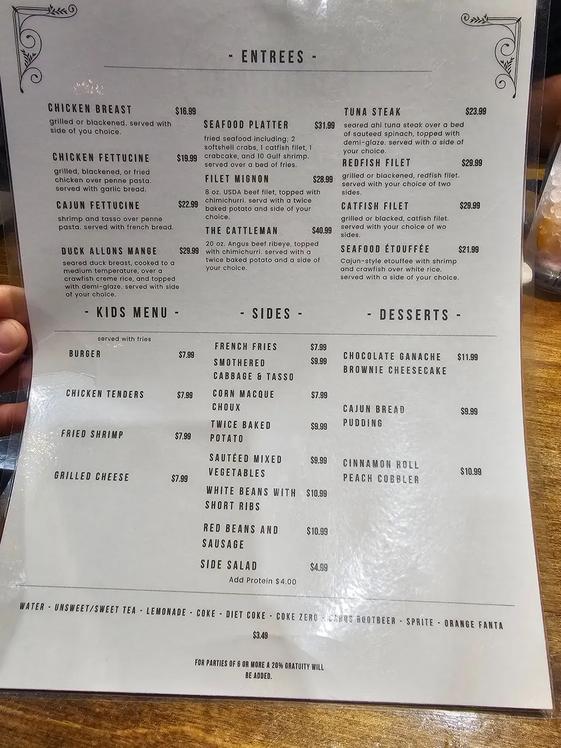 Allons Mange’ Menu - Updated November 2025