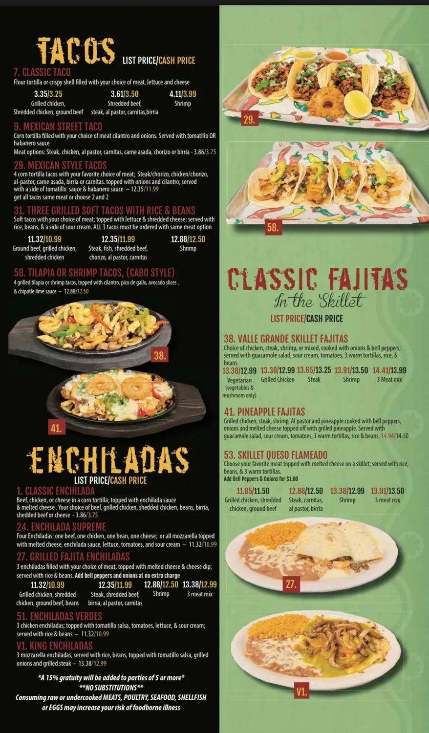 Valle Grande Mexican Grill of Clanton Menu - Updated November 2025