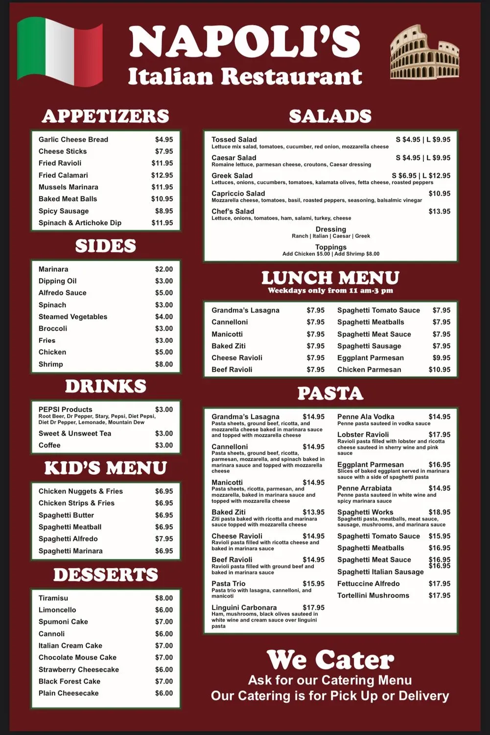 Napolis Italian Restaurant Menu - Updated November 2025