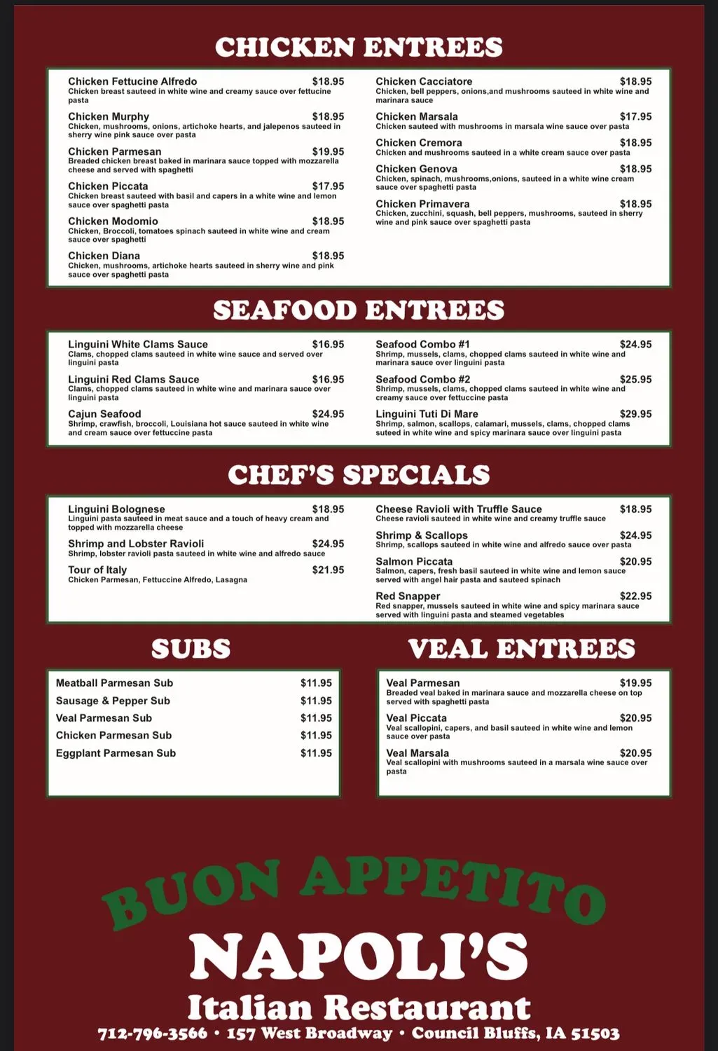 Napolis Italian Restaurant Menu - Updated November 2025