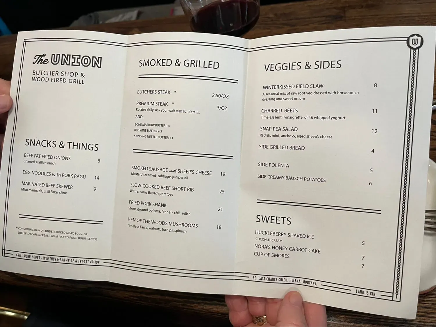 The Union Butcher Shop & Wood-fired Grill by Old Salt Co-op Menu ...